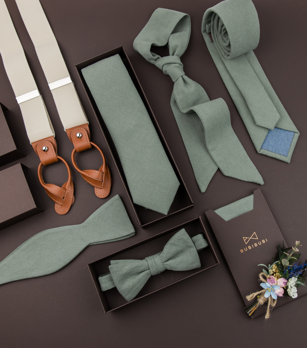 Sage Green necktie | bubibubi.store
