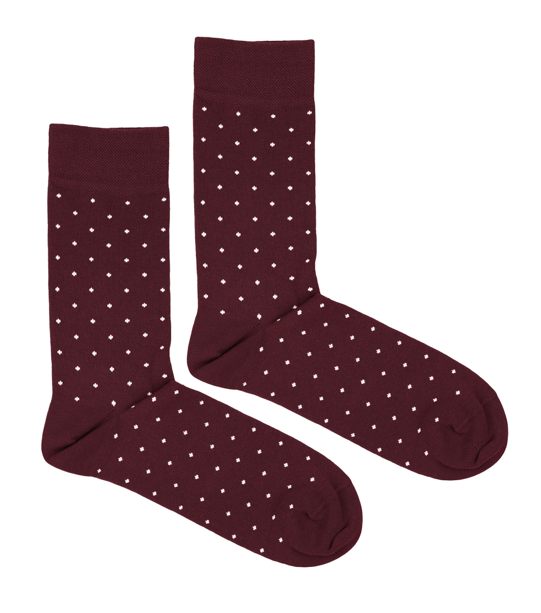 Burgundy polka dot socks | bubibubi.eu