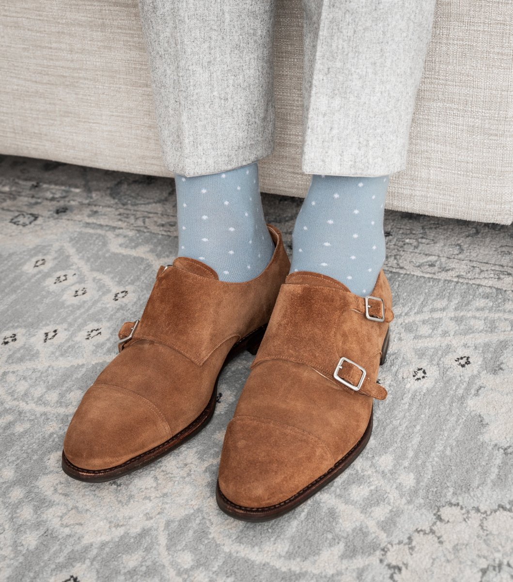 Blue grey polka dot socks | bubibubi.eu