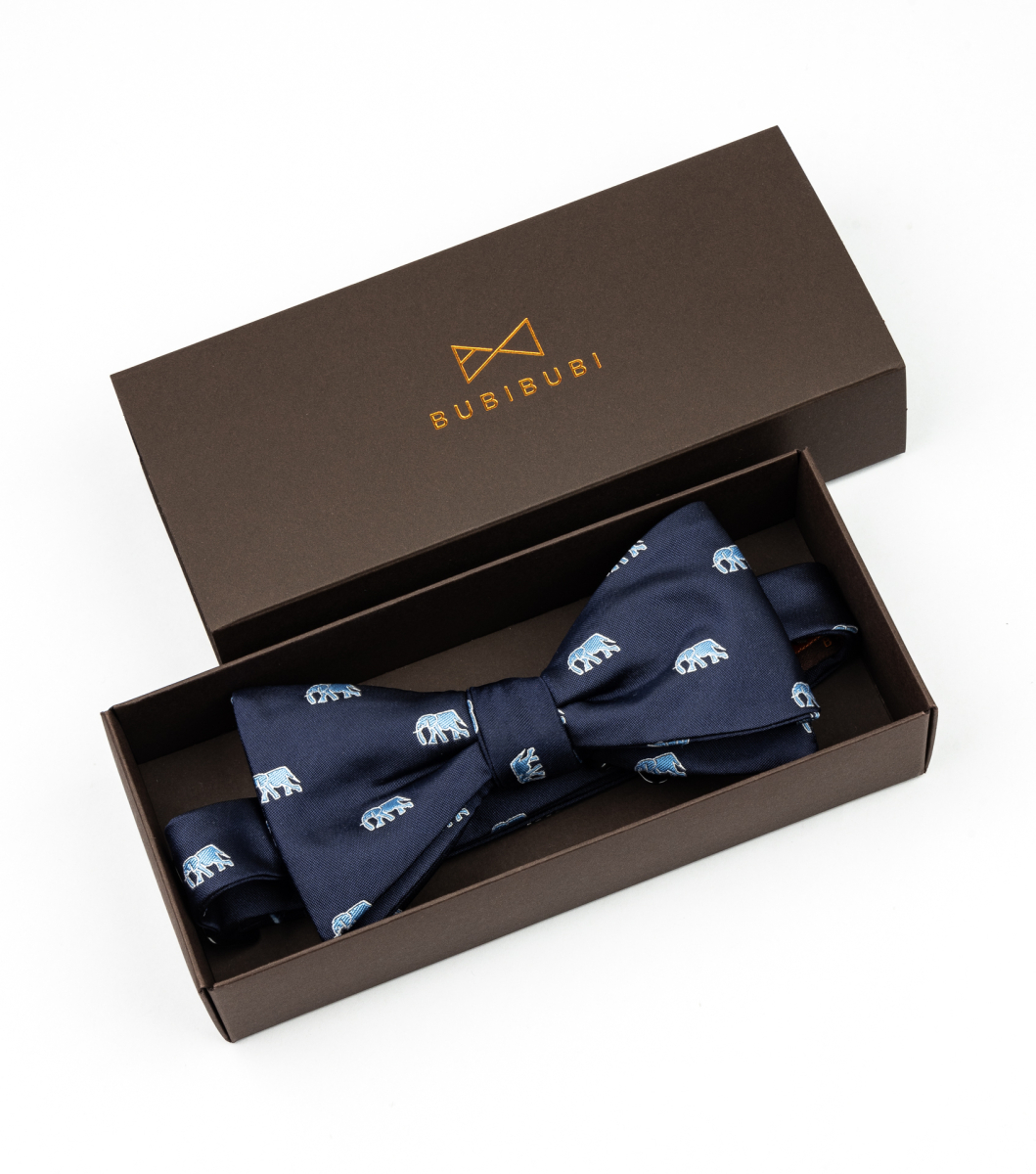 Navy blue elephant bow tie | bubibubi.eu