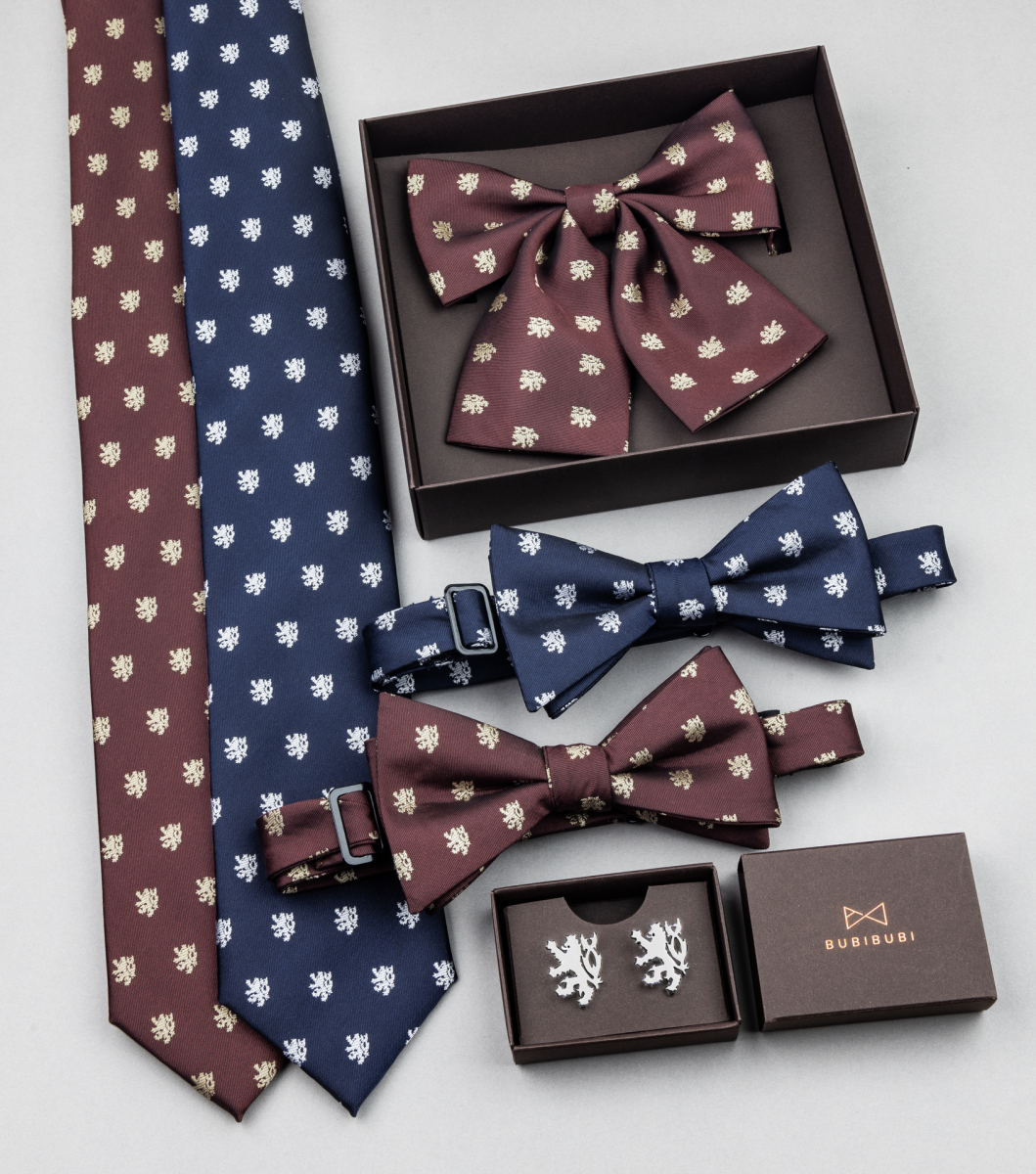 Burgundy lion bow tie | bubibubi.eu