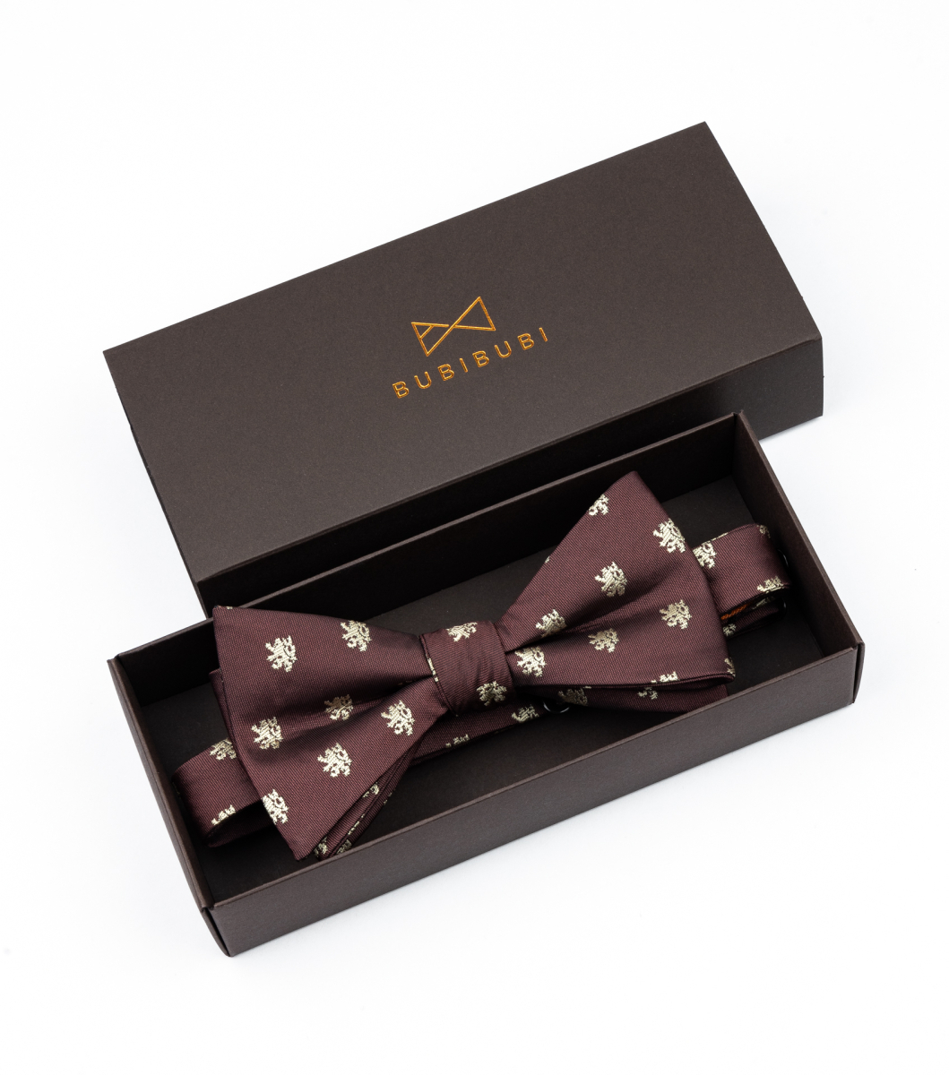 Burgundy lion bow tie | bubibubi.eu