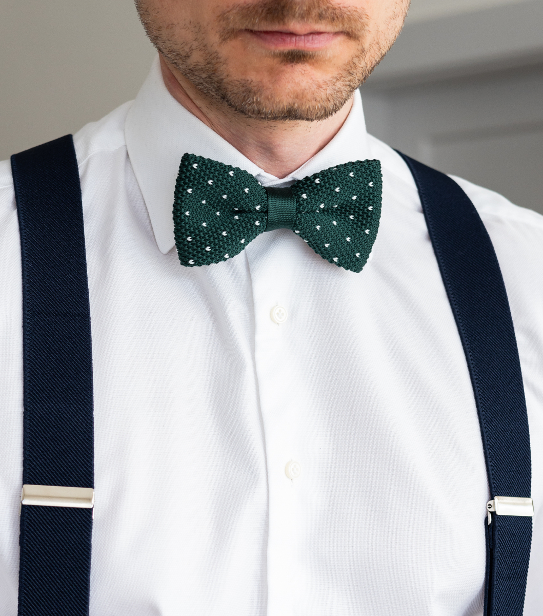 Emerald green pattern knitted bow tie | bubibubi.eu