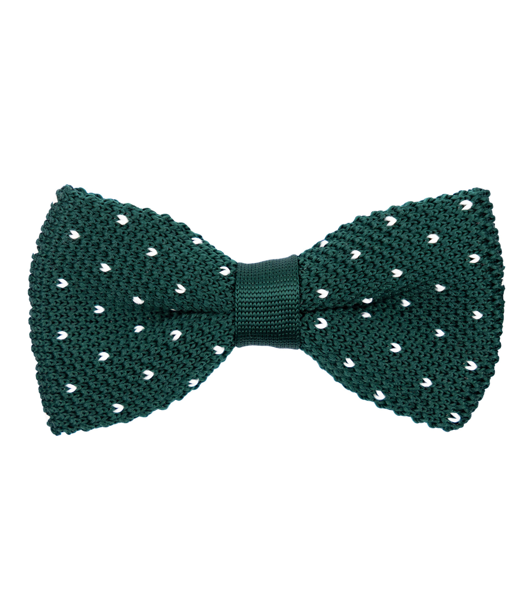 Emerald green pattern knitted bow tie | bubibubi.eu