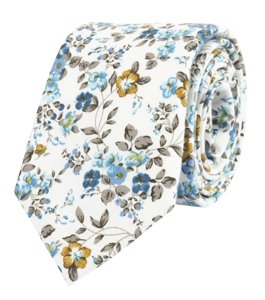 White Milly floral wedding necktie | bubibubi.store
