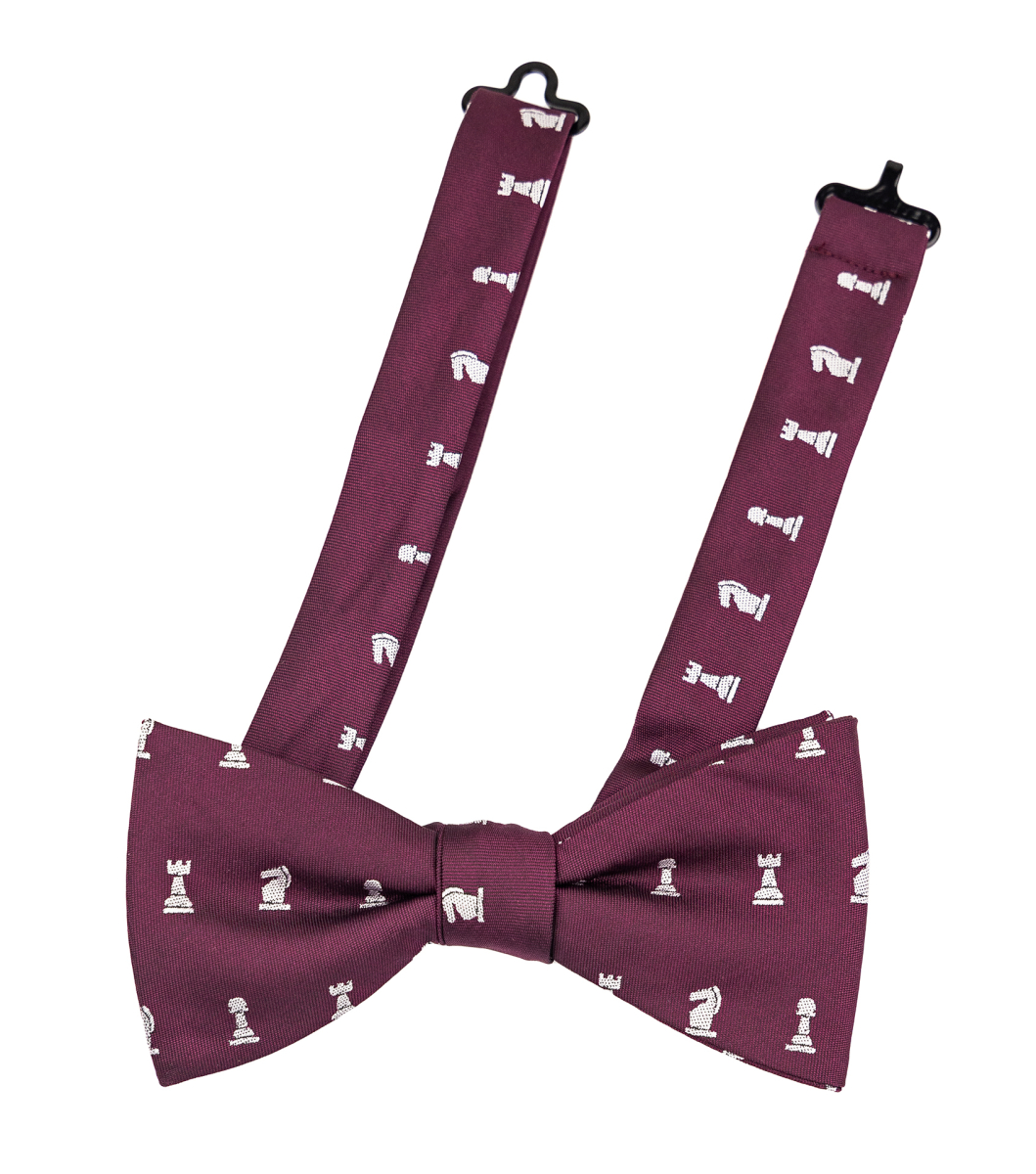 Burgundy chess bow tie | bubibubi.eu