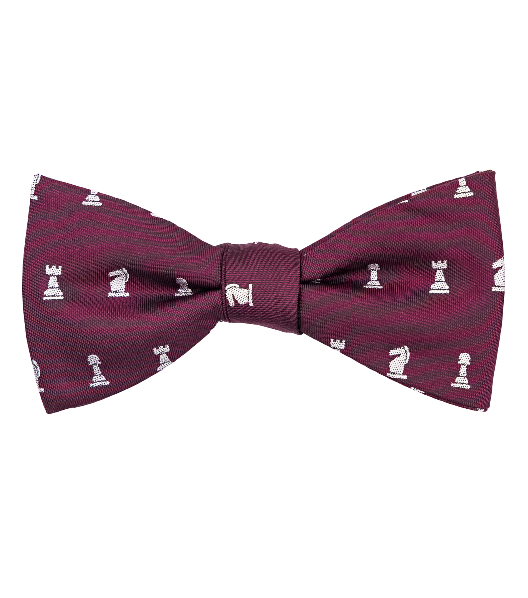 Burgundy chess bow tie | bubibubi.eu