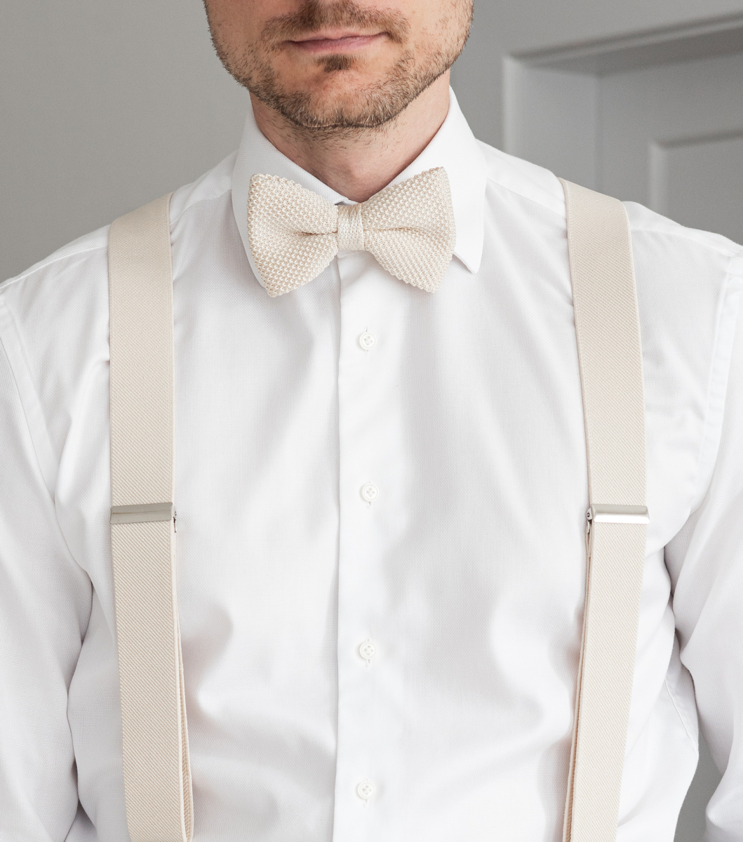 Krémová sada Ivory s kravatou, motýlikom a trakmi | bubibubi.sk