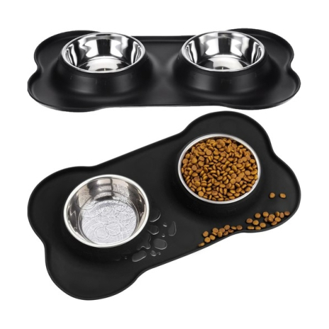 Miska pre psov a mačky dvojitá, nerezová, 2 x 350 ml | Darčeky123.sk