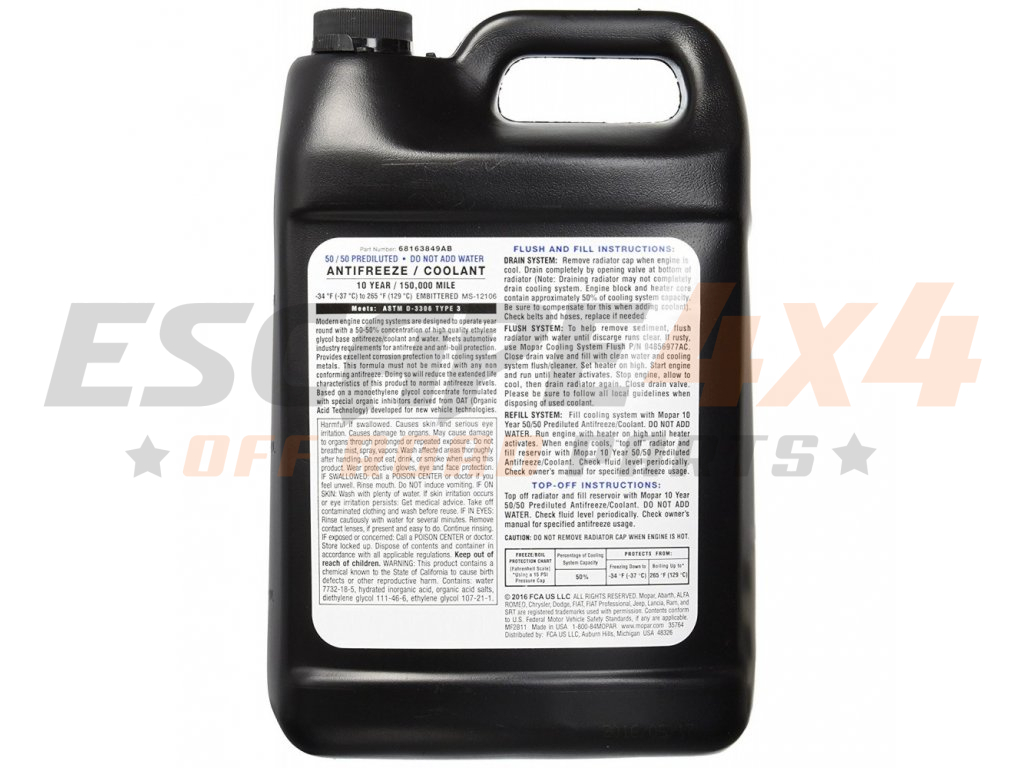 Coolant 10 years Mopar 3785 ml | Escape4x4.eu