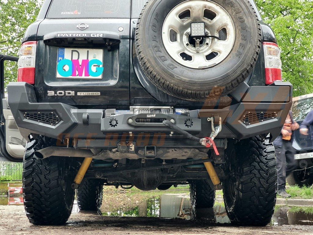 Rear bumper with winch plate and spare tire holder Motoproject Nissan ...