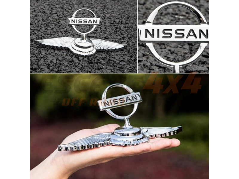 Winged Nissan emblem on the bonnet of Nissan Patrol K160/260 (79-00 ...