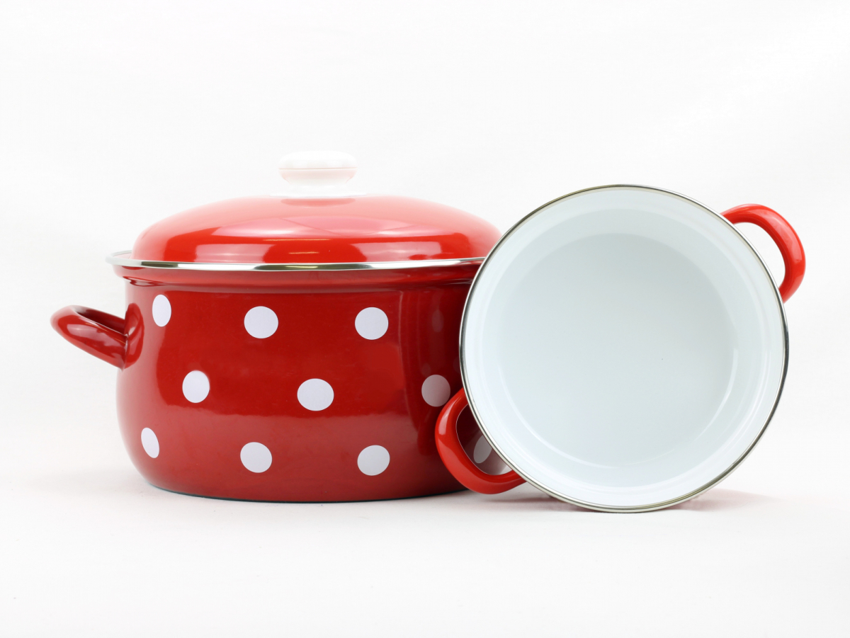 Belis Smaltovaný hrnec červený, bílý puntík 18 cm, 2,8 l | Fandora.cz