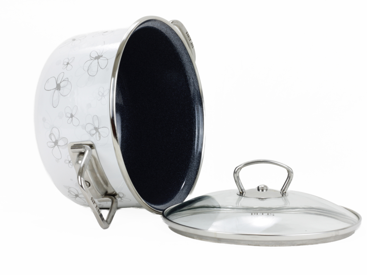 BELIS Smaltovaný hrnec se skleněnou poklicí PREMIUM bílý 20 cm,3,5l ...