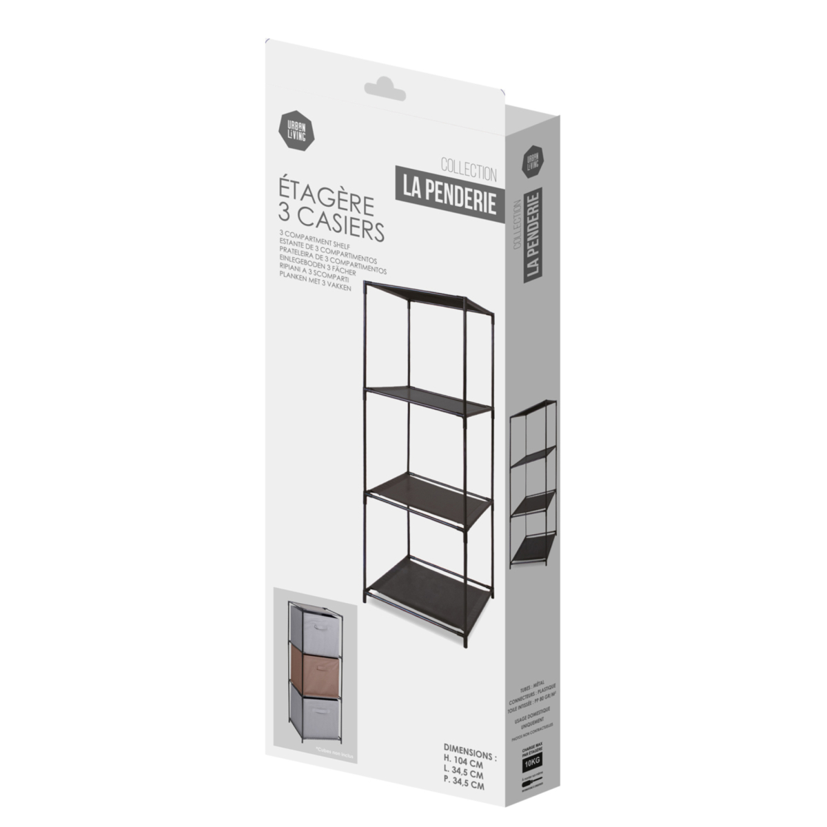 DOCHTMANN Kallax 3 police, úložný regál na boxy, 34,5x34,5x104cm ...