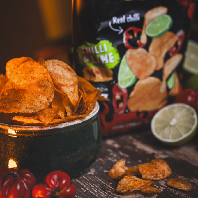 Chilli & Lime Chips 80 g | Real Chilli. Real Heat.