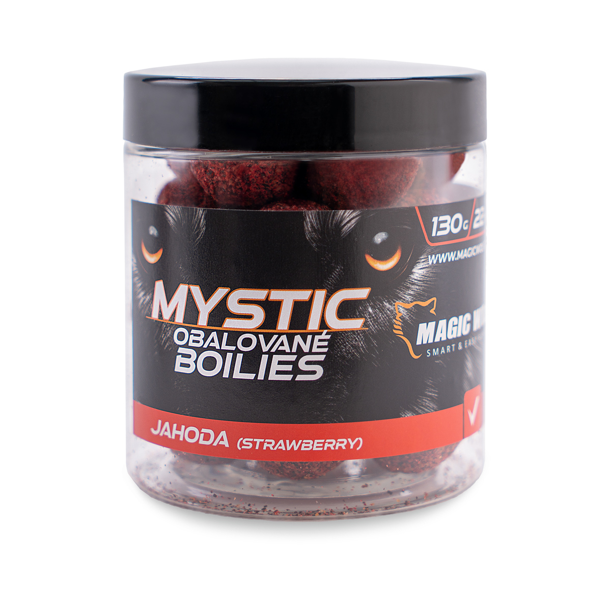 Magic Wolf - Jahoda MYSTIC Boilies OBALOVANÉ 130g | Prodej nástrah na lov kaprů