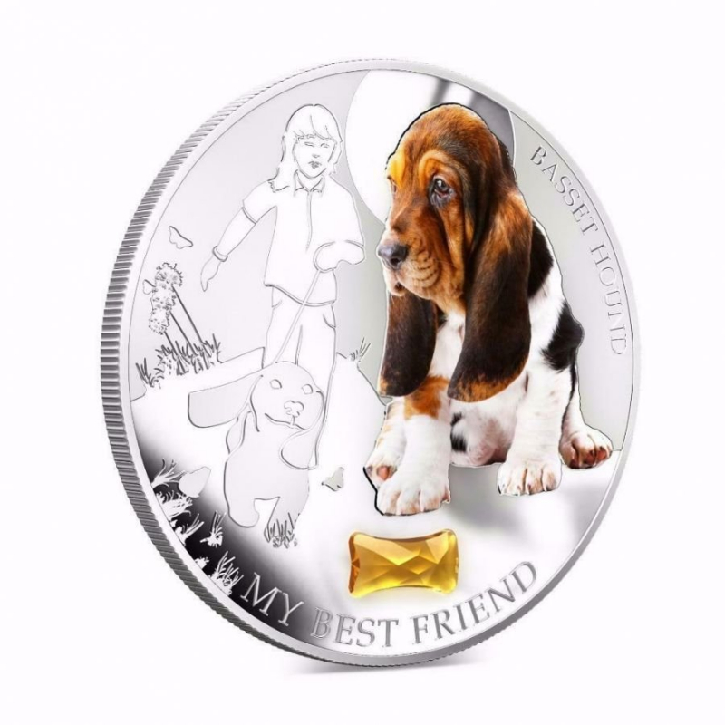 BASSET PES Kočky a psi 1 oz stříbrná mince 2013 | Premeland