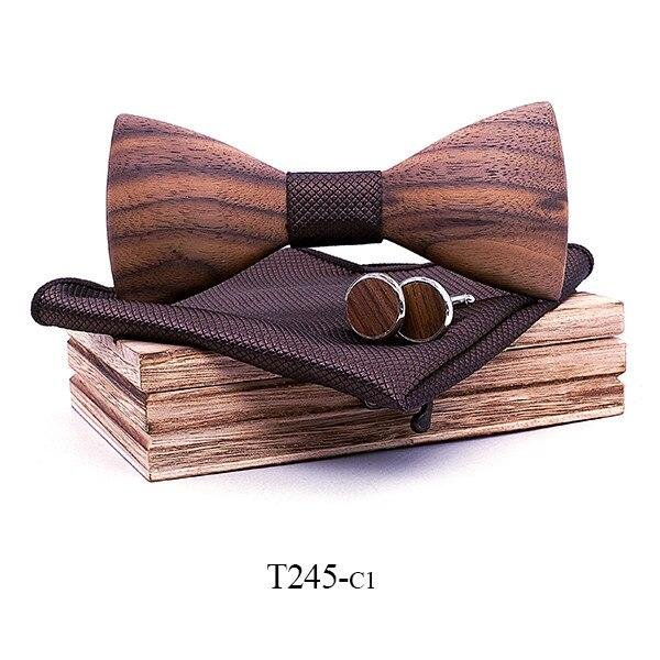 Mahoosive drvena leptir-mašna s maramicom i manžetnim gumbima T245 ...