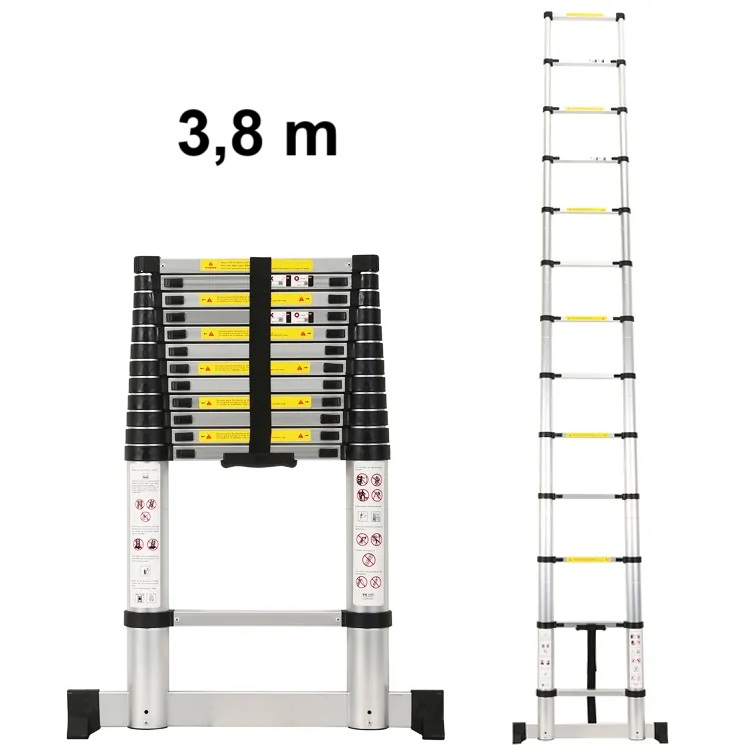 Escalera telescópica - 3,8m, de aluminio | Secutek.es