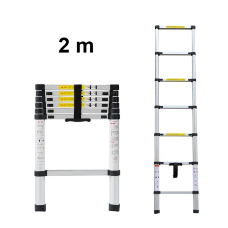 Teleskopska lestev - 2 m, aluminij | Secutek.si